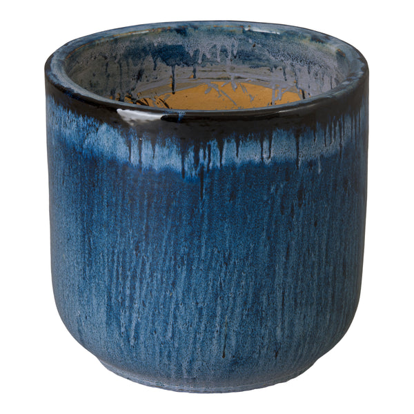 Barrel 20 in Round Quin Blue Ceramic Planter - Scenario Home