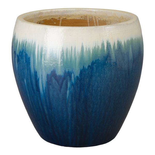 Ossal 23.5 in. Blue Snow Ceramic Planter - Scenario Home