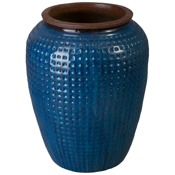 Waffle 32 in. Blue Ceramic Jar - Scenario Home