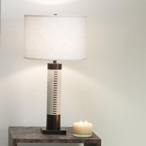 Sheridan Ox Hide Table Lamp with Linen Shade - Scenario Home