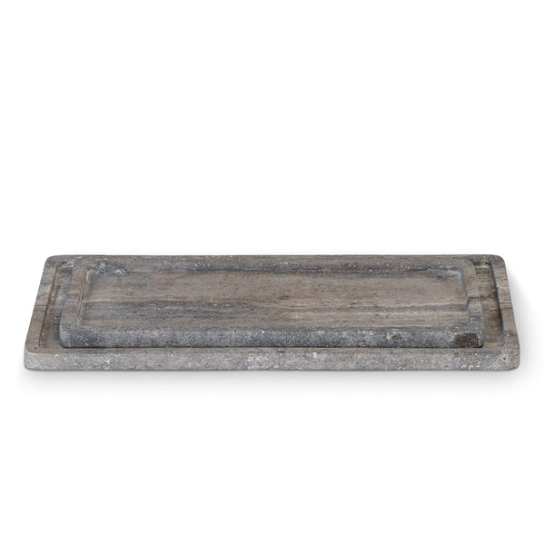 Sutton Travertine Tray Set (Grey) - Scenario Home