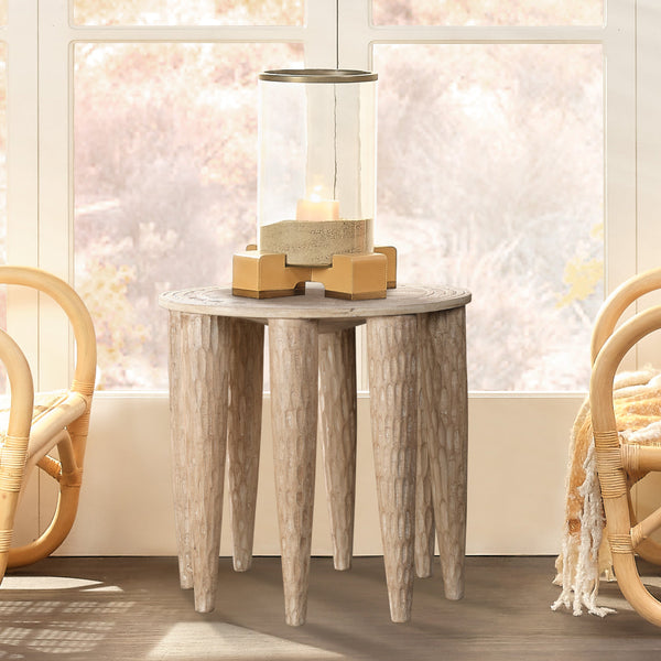 Naga Mango Wood Side Table, Natural - Scenario Home