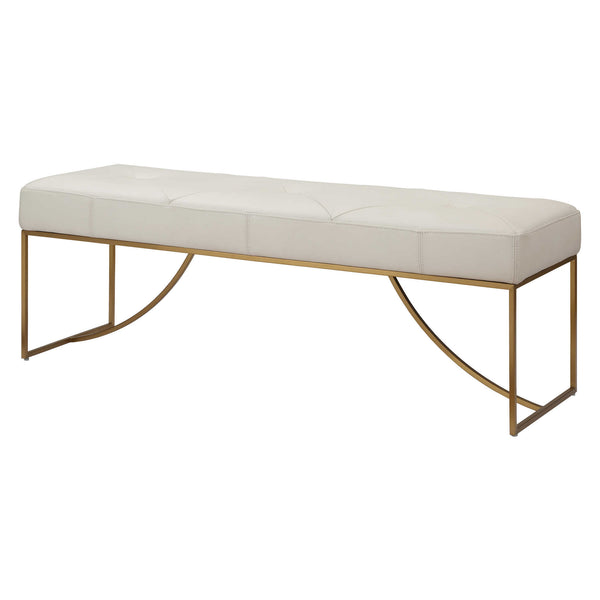 Uttermost Swale Ivory Leather Bench - Scenario Home