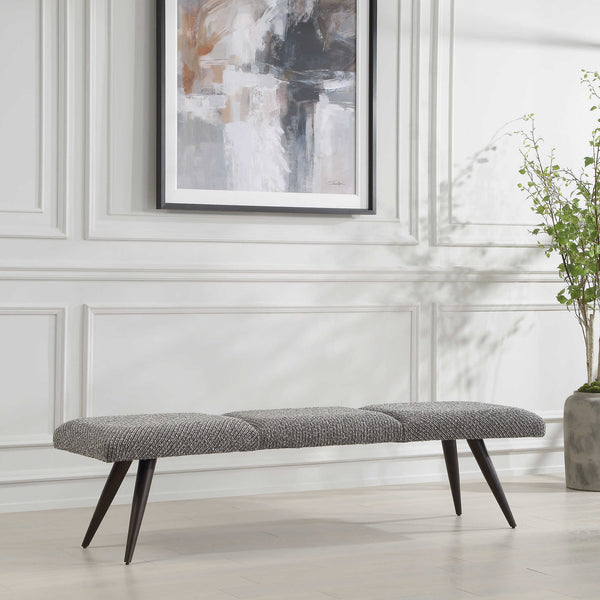 Uttermost Bowtie Charcoal Fabric Bench - Scenario Home
