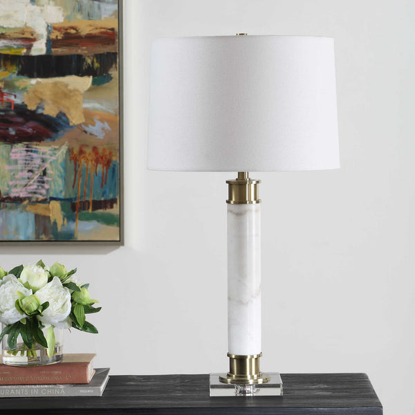 Uttermost Plinth White Marble Table Lamp - Scenario Home