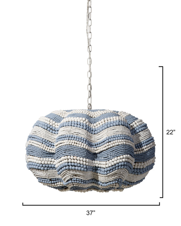Clamshell Chandelier - White and Blue Wood Beads - Scenario Home