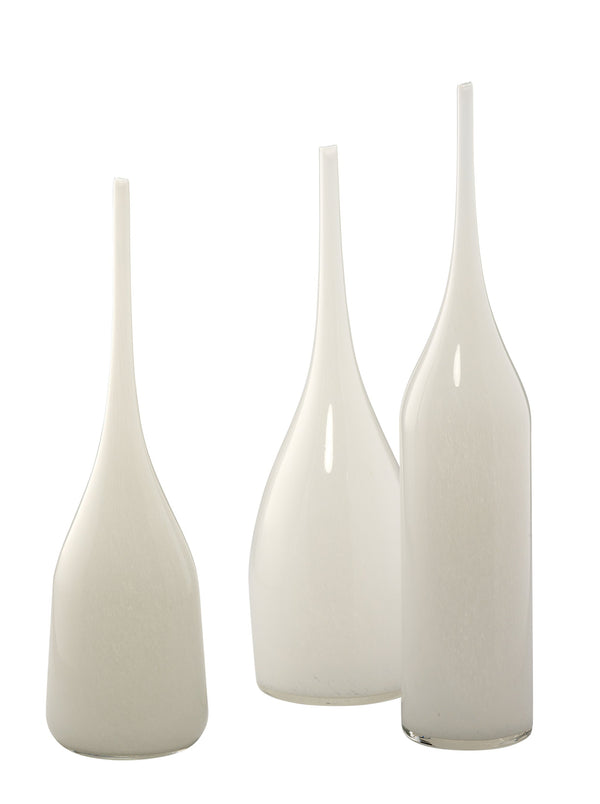 Pixie Decorative Glass Vases (set of 3), White - Scenario Home