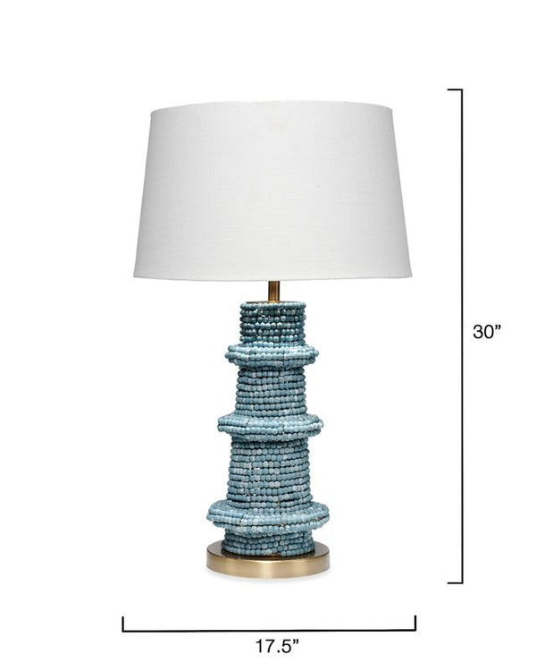 Rowan Table Lamp in Blue Wood Beads - Scenario Home
