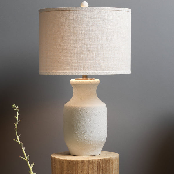 Gilbert Cement Table Lamp with Grasscloth Shade - Scenario Home