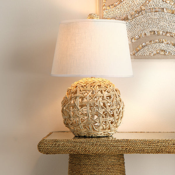 Maui Rope Table Lamp with Linen Shade - Scenario Home