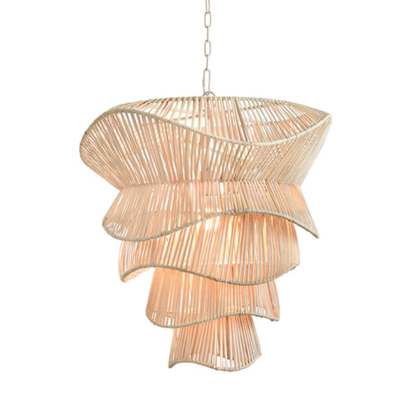 Organic Pendant Spun in Bleached Rattan - Scenario Home