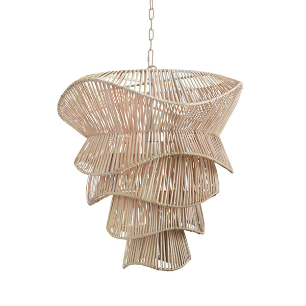 Cambry Organic Pendant Spun in Bleached Rattan - Scenario Home