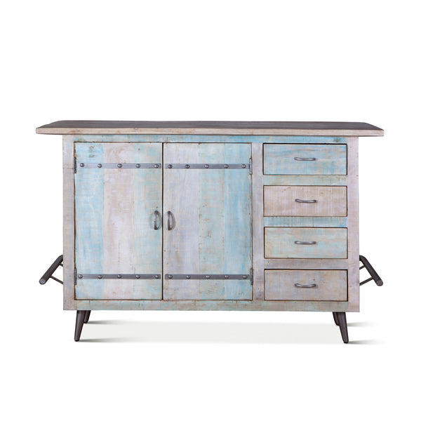 Cordoba Bar in Reclaimed Wood with Vintage Teal Finish - Scenario Home