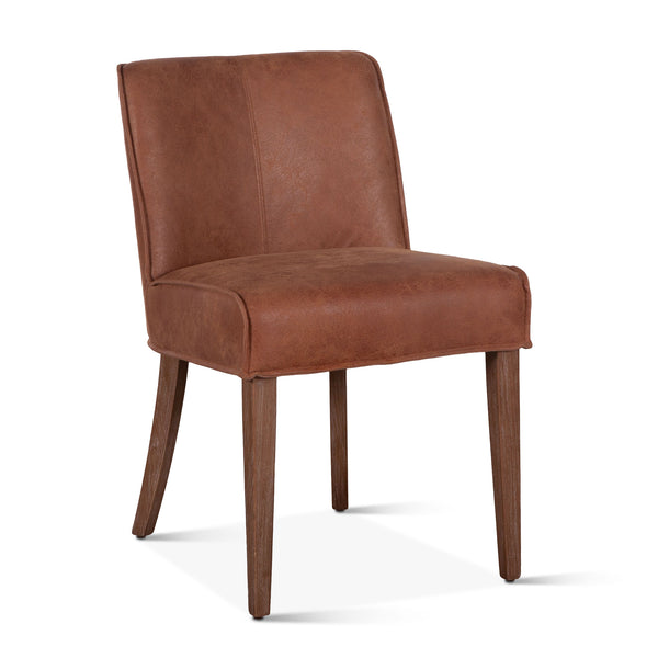 Avery Dining Chair in Tan Leather with Natural Legs - Scenario Home