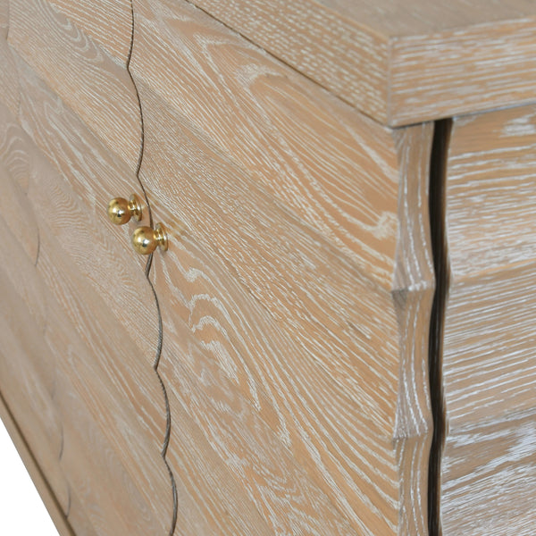 Gates Four Door Buffet with Horizontal Fluted Detail in Matte White Oa ...