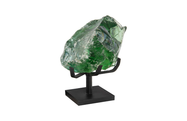 Refractory Glass Sculpture, Green, On Base - Scenario Home