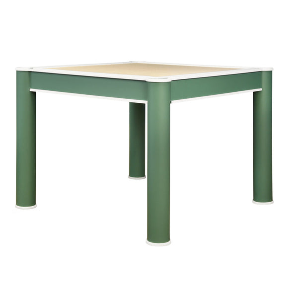Jackie Square Two Drawer Round Leg Game Table In Matte Green Lacquer W ...