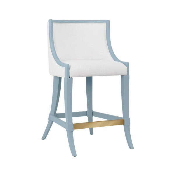 Keaton Klismos Leg Counter Stool With Performance White Linen Upholste ...