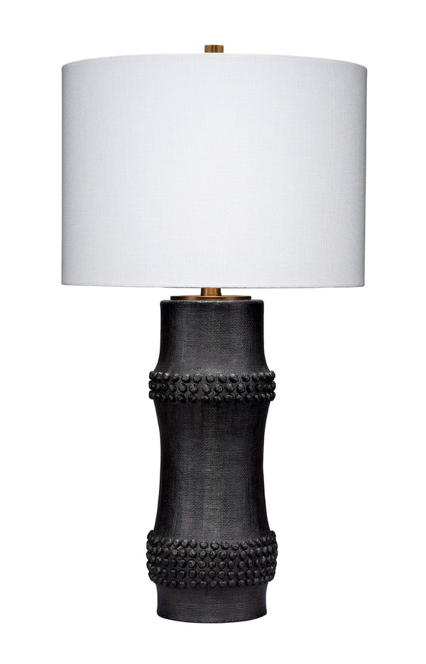 Rail Polyresin Table Lamp with Linen Shade, Black - Scenario Home