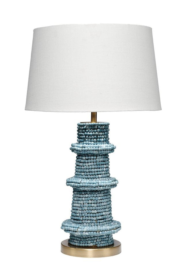 Rowan Table Lamp in Blue Wood Beads - Scenario Home