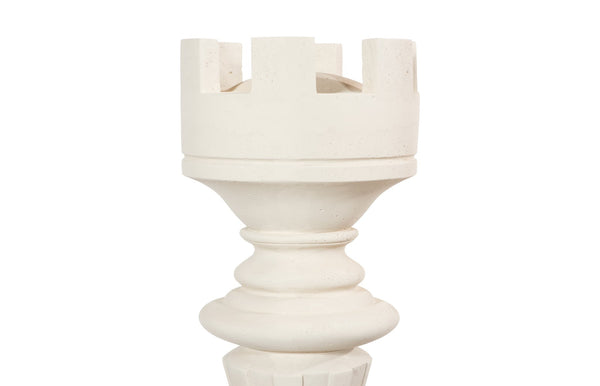 Rook Chess Sculpture, Cast Stone White - Scenario Home