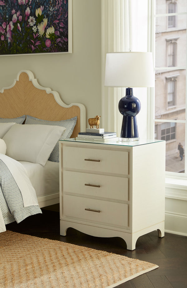 Astrid Lamp with Shade 17-inch White Linen, with Nickel, Nocturne Blue ...