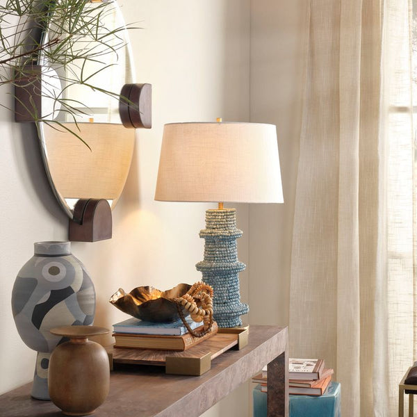 Rowan Table Lamp in Blue Wood Beads - Scenario Home
