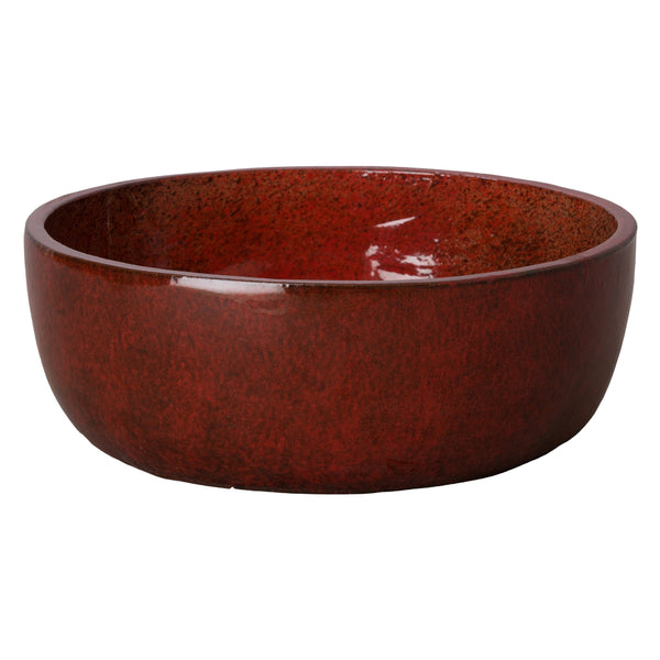 Large Shallow Ceramic Planter - Tropical Red - Scenario Home