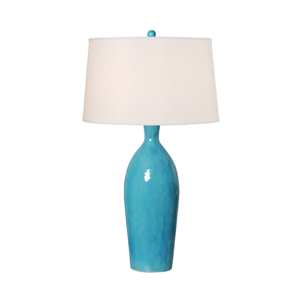 Small Bottle-Neck Jar Ceramic Table Lamp – Turquoise Glaze - Scenario Home
