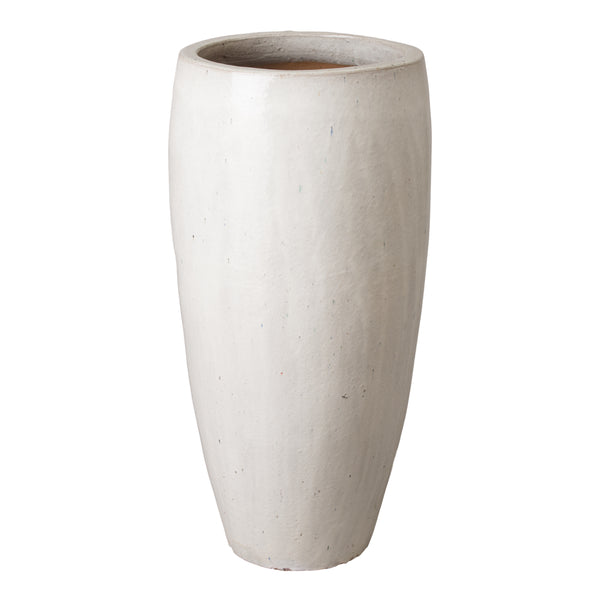 Extra Tall White Ceramic Cylinder Planter - Scenario Home