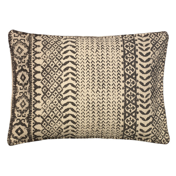 Rectangular Hand Printed Intricate Pattern Pillow – Dark Grey ...