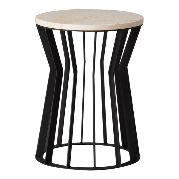 Millie Metal Stool with White Granite Top - Black Powdercoat - Scenario ...