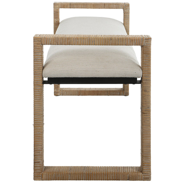 Uttermost Areca Coastal Rattan Bench - Scenario Home