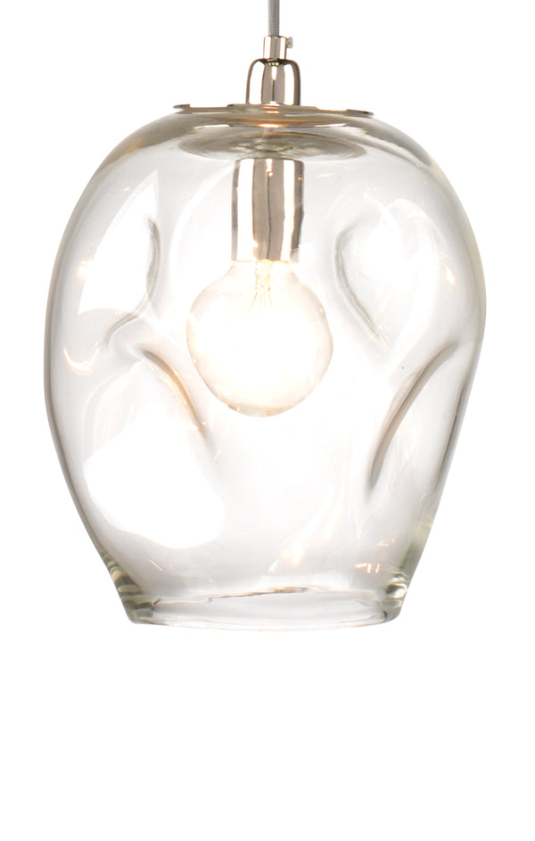Dimpled Glass Pendant, Large in Clear Glass - Scenario Home