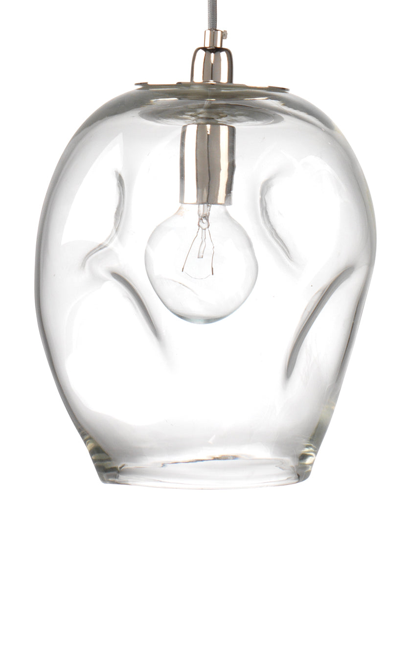 Dimpled Glass Pendant, Large in Clear Glass - Scenario Home