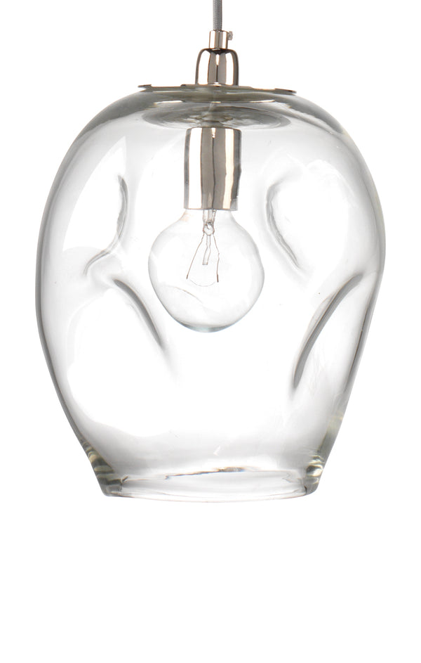 Dimpled Glass Pendant, Large in Clear Glass - Scenario Home