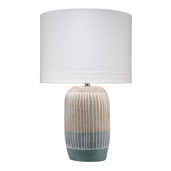 Hand Molded Ceramic Table Lamp with Linen Drum Shade - Scenario Home