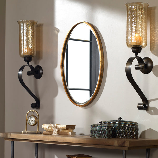 Herleva Gold Oval Mirror - Scenario Home