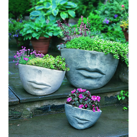 Faccia Large Face Planter - Greystone (additional patinas available ...