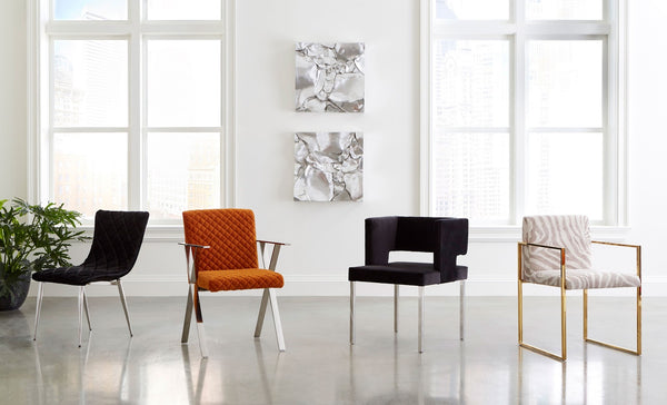 Raffia Dining Chair, Black, Stainless Steel Legs - Scenario Home