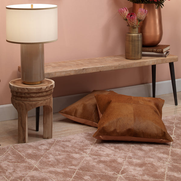 Buff Leather Pillow - Scenario Home