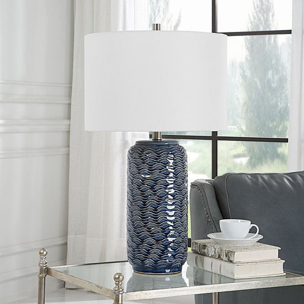 Navy Wave Base Accent Lamp - Scenario Home