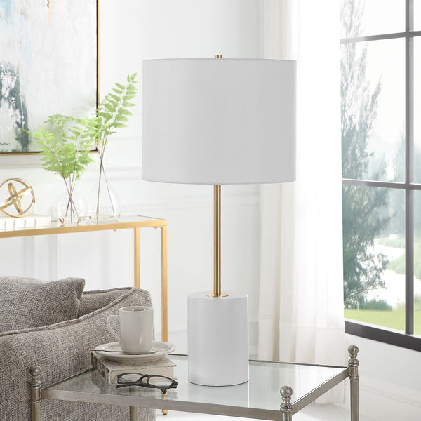 White Metal Base with Gold Accent Lamp - Scenario Home