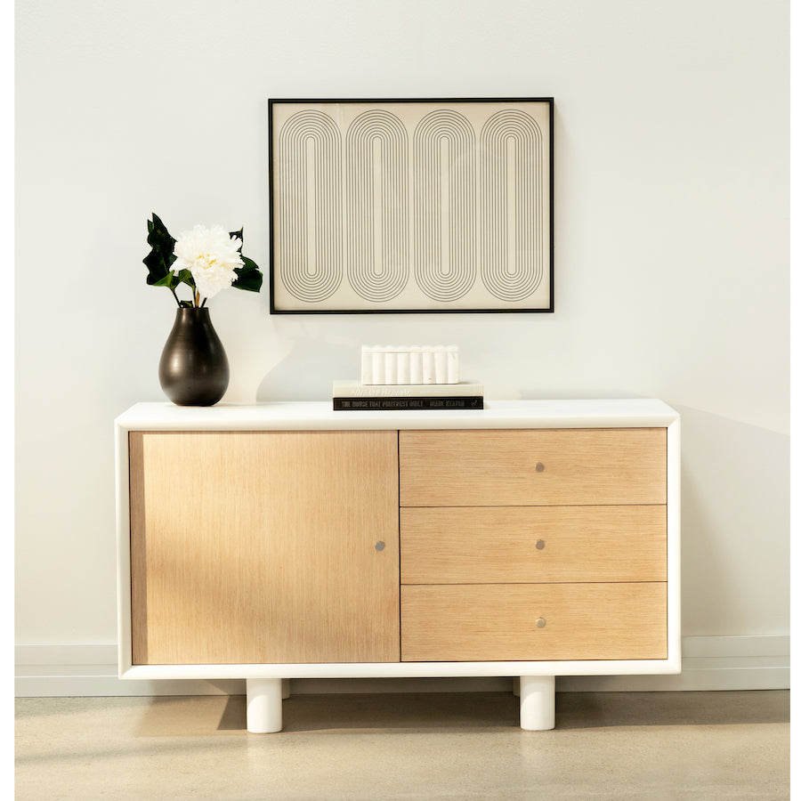 Zoe Mini 3-Drawer Entertainment Console with Veneer - Scenario Home
