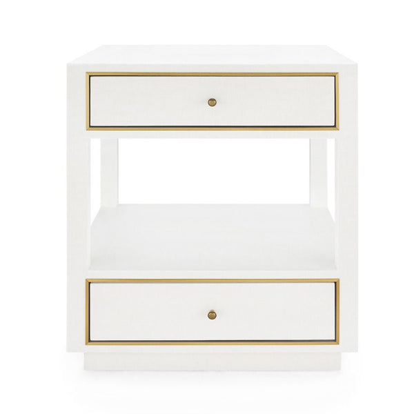 2-Drawer Lacquered Linen Side Table in White | Carmen Collection | Vil ...