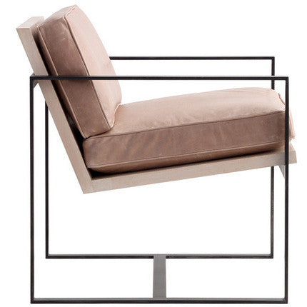 Manhattan Modern Leather & Metal Arm Chair - Scenario Home