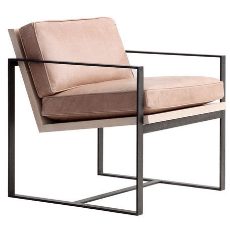 Manhattan Modern Leather & Metal Arm Chair - Scenario Home