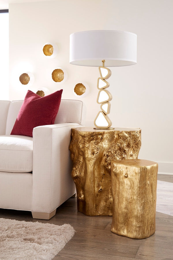 Log Side Table, Gold Leaf - Scenario Home