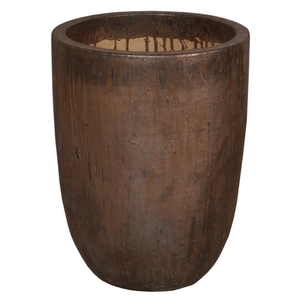 Medium Cylinder Ceramic Planter - Metallic Brown - Scenario Home