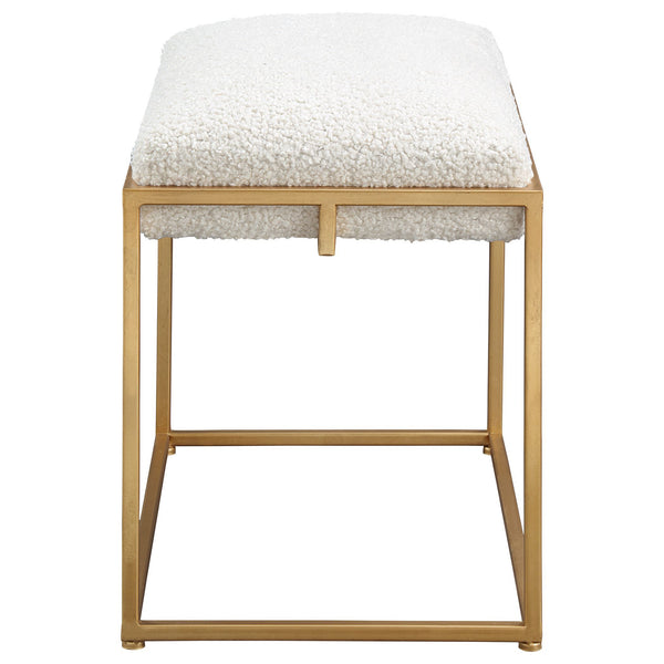 Paradox Small Gold & White Shearling Bench - Scenario Home